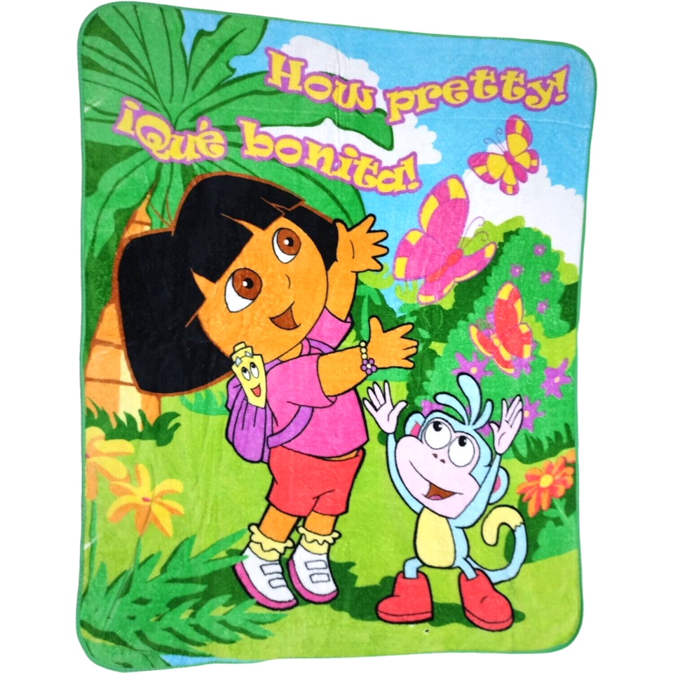 Nick Jr Dora The Explorer How Pretty! Fleece Throw Blanket Soft 50x60 ...