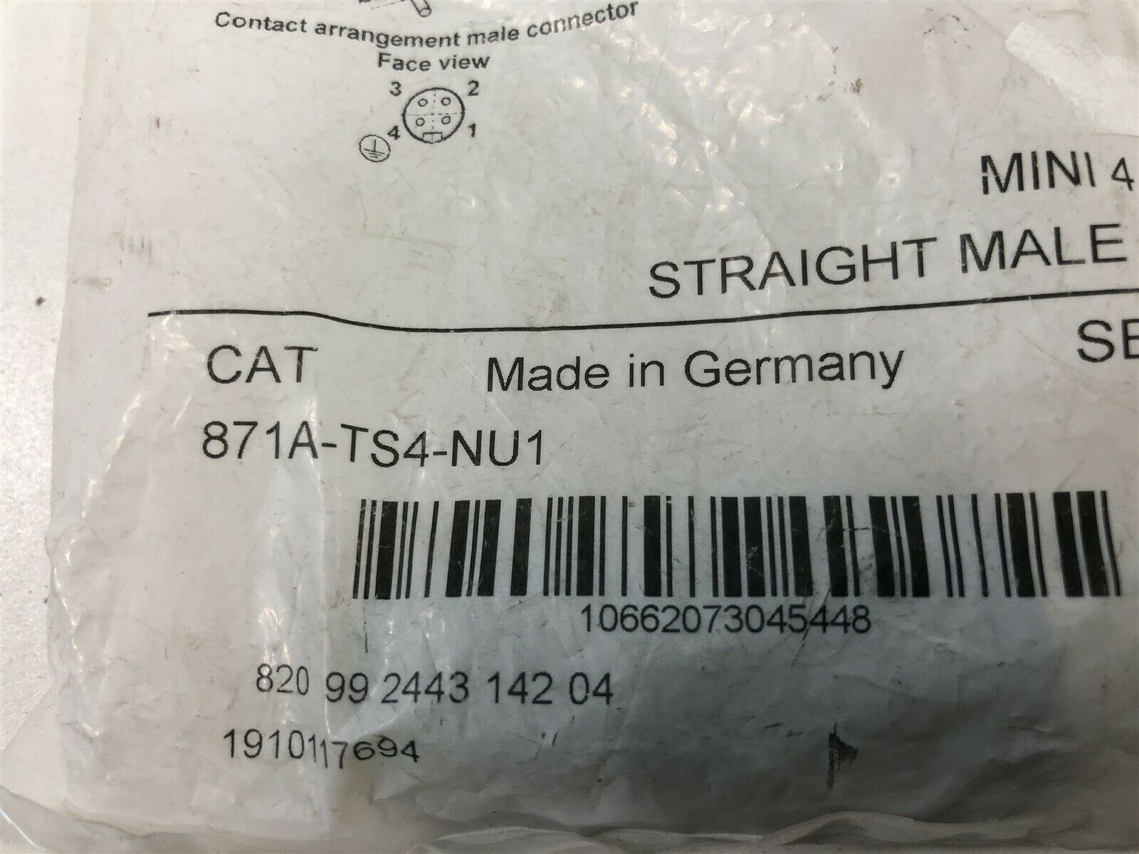 Allen Bradley 871A-TS4-NU1 Mini 4 Pin Straight Male PG9 - Everything Else