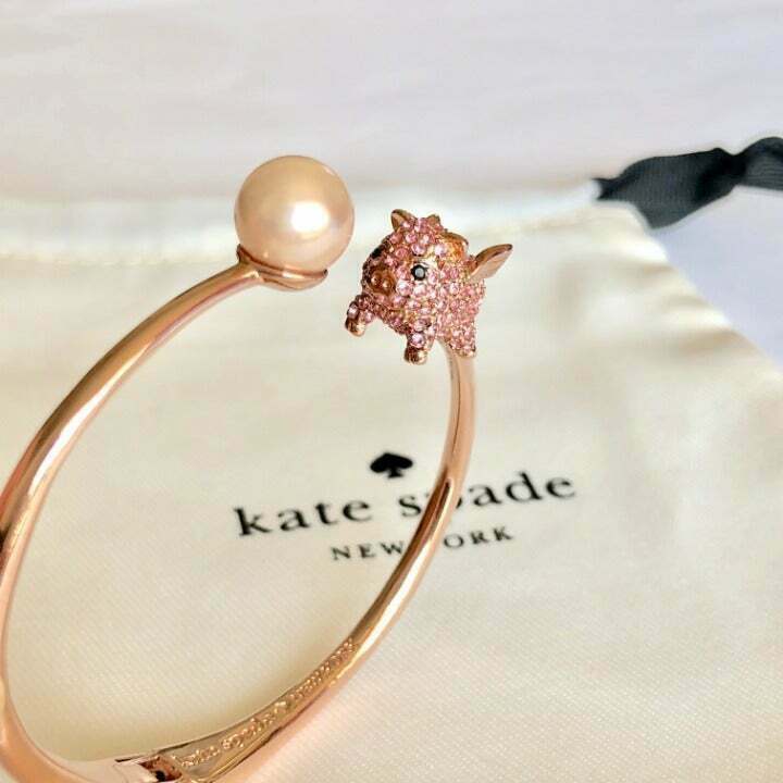 NWT Kate Spade Decorated with winged crystal-studded pig rose gold ...