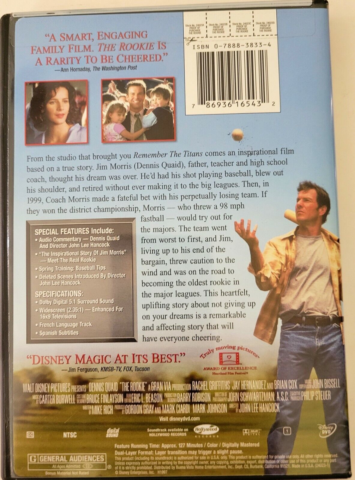 The Rookie (DVD, 2002, Widescreen) Dennis Quaid - DVDs & Blu-ray Discs
