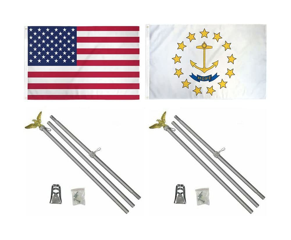 AES 3x5 3'x5' USA American w/State of Rhode Island Flag w/Two 6 ...