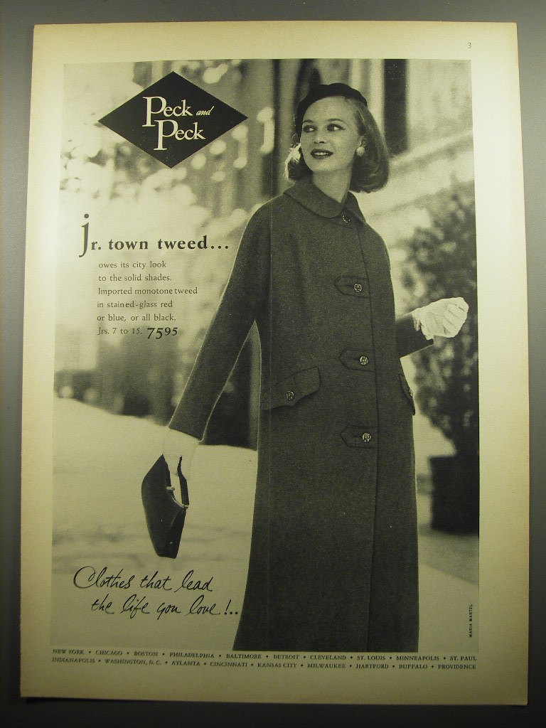 1957 Peck and Peck Coat Advertisement - Jr. Town Tweed - 1980-89