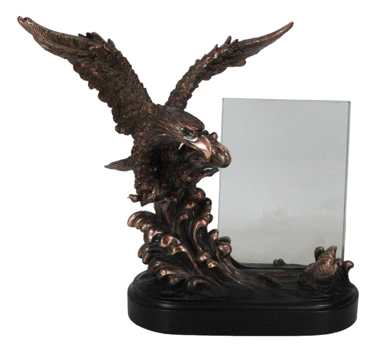 American Bald Eagle Catching Fish In Water Picture Frame Bronzed Resin ...