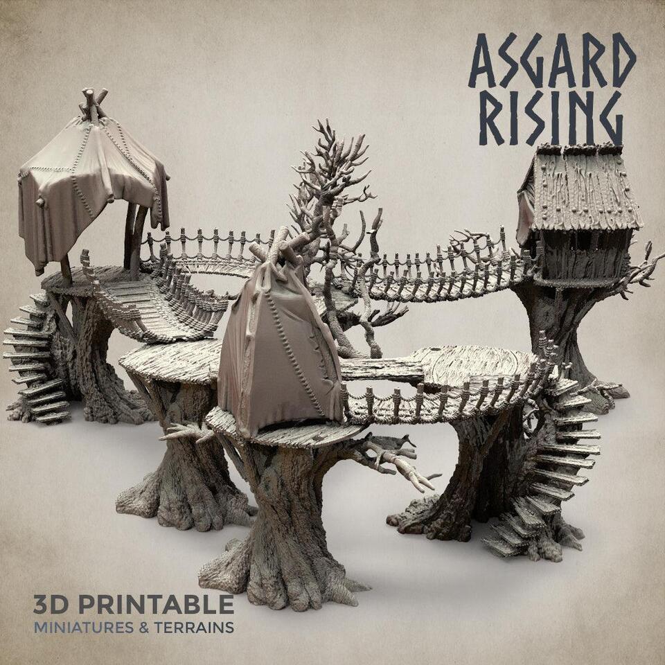 3D Printed Asgard Rising Forest Village Modular Set 32mm Ragnarok D&D - 28mm