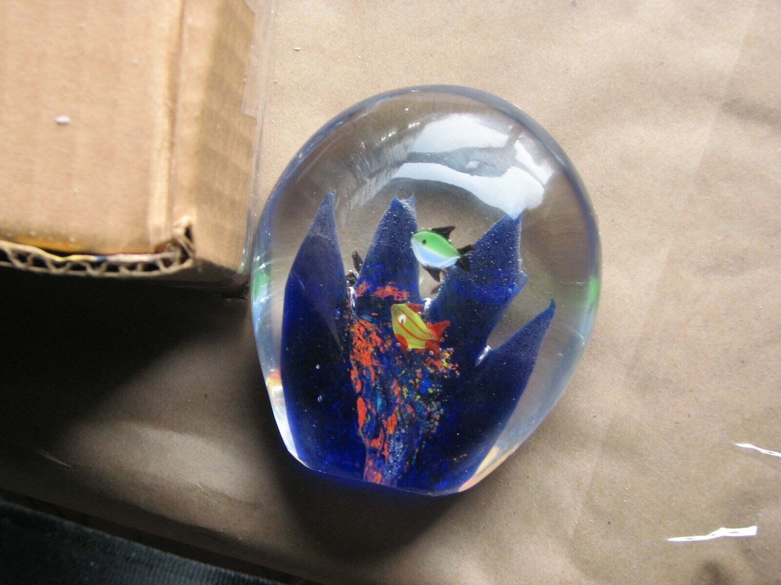 Glass Paperweight, Ocean Theme, Hand Blown ,3.5 in Tall x 3.5 Lx 1.75 W ...