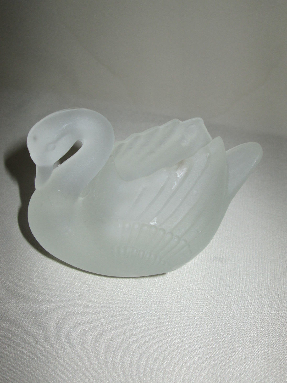 Clear Satin Glass Swan Figurine Small Candy Dish Trinket Holder No Name ...