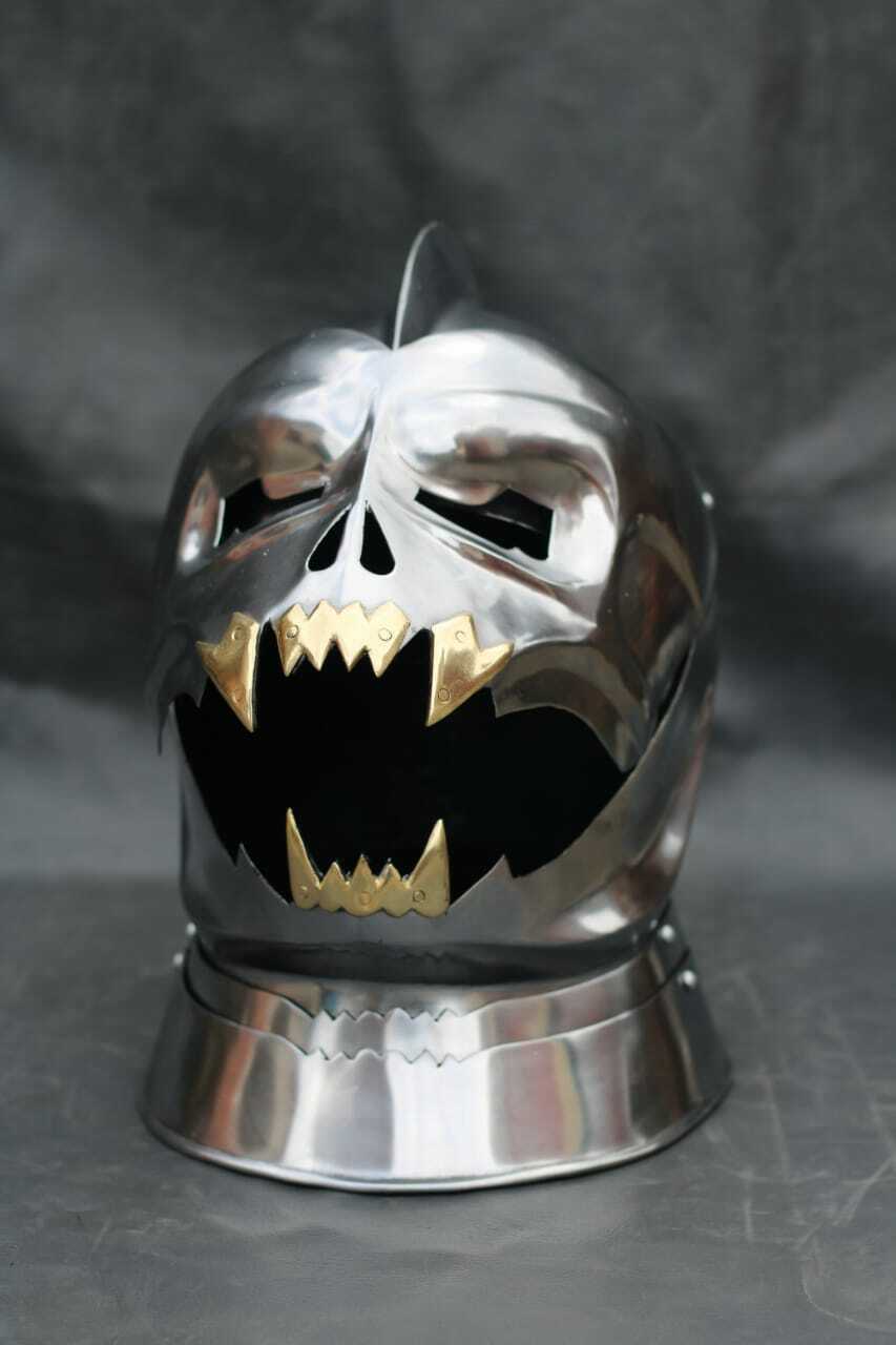 Medieval Demonic Helmet Brass Teeth Devil Helmet Comfortable Wearable ...