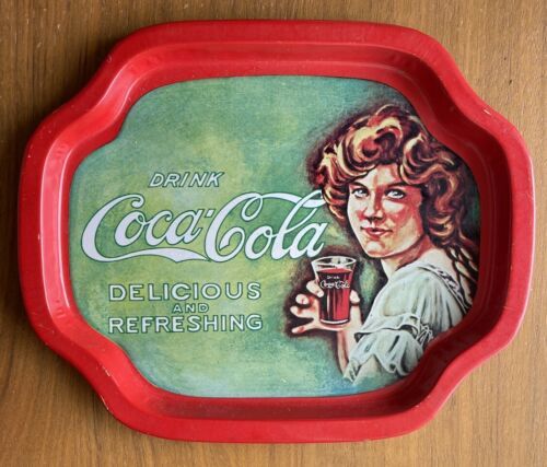 Coca Cola Tip Tray Drink Coca Cola Lady With Coke Soda Metal Tray - Trays