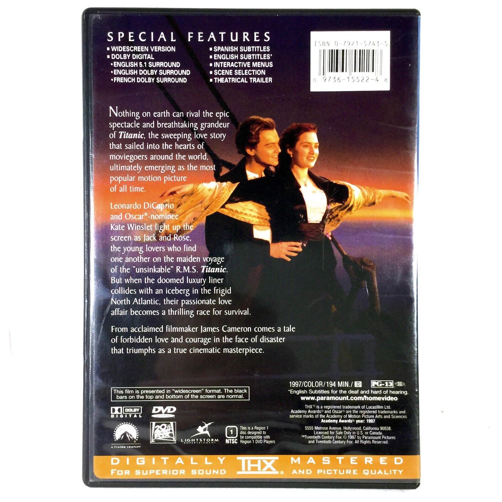Titanic (DVD, 1997, Widescreen) Leo DiCaprio Kate Winslet - DVDs & Blu ...