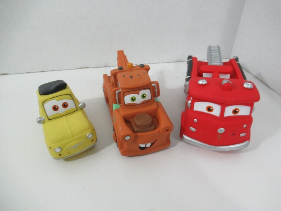 Disney Pixar Cars vinyl figures Tow Mater Red fire truck Luigi lot ...