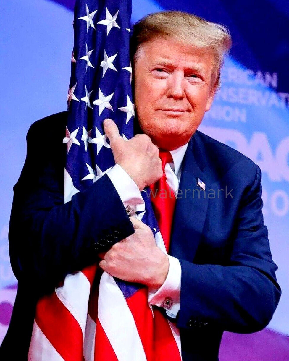 DONALD TRUMP LOVING THE AMERICAN FLAG PUBLICITY PHOTO PRINT 8X10 ...