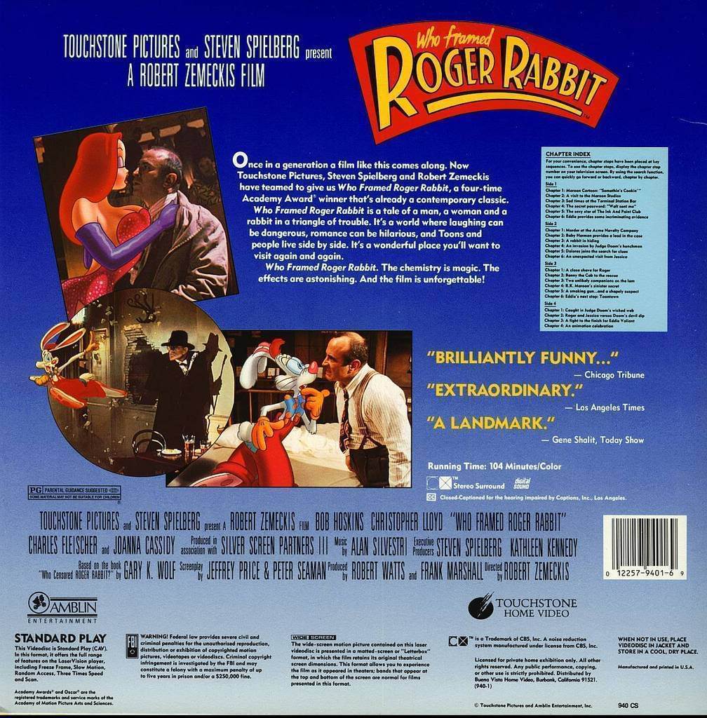 WHO FRAMED ROGER RABBIT LTBX CAV 2 DISC EDITION LASERDISC RARE - Laserdisc