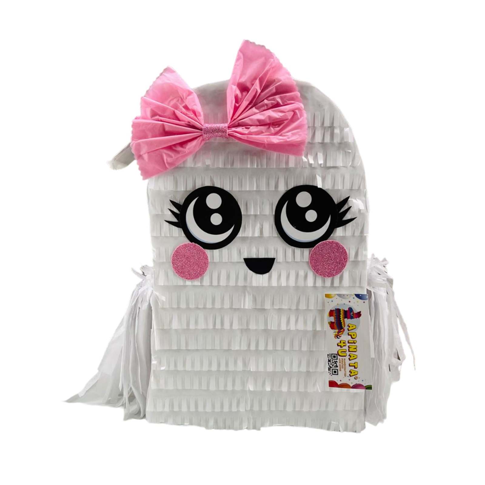 Ghost Pinata with Pink Bow, Girls Birthday Celebration Pinata, Pink Bow ...