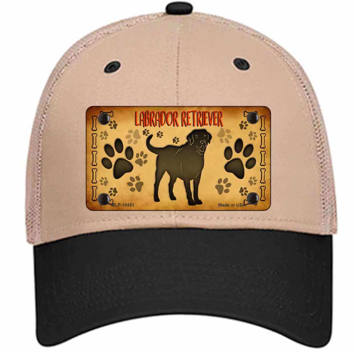 Labrador Retriever Novelty Khaki Mesh License Plate Hat - Hats