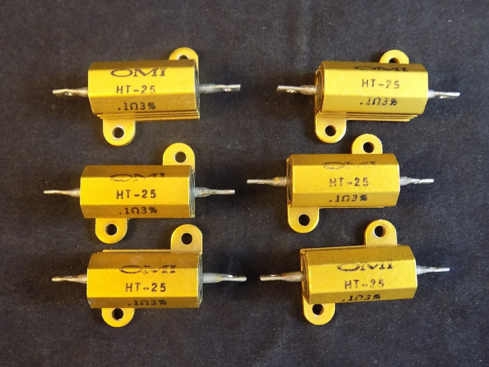 OMI HT-25 1 OHM 3% aluminum covered POWER RESISTOR set of 6 TESTED and ...