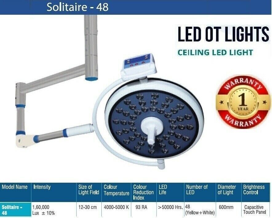 Solitaire 48 single arm LED Surgical OT Light Operating Lamp Operation ...