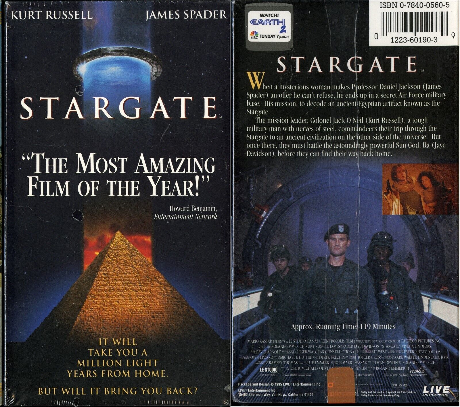 STARGATE SCREENER VHS MILI AVITAL KURT RUSSELL LIVE VIDEO NEW SEALED ...