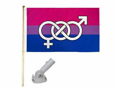 5' Wood Flag Pole Kit W/Nylon White Bracket 3x5 Bisexual Symbol Pride ...