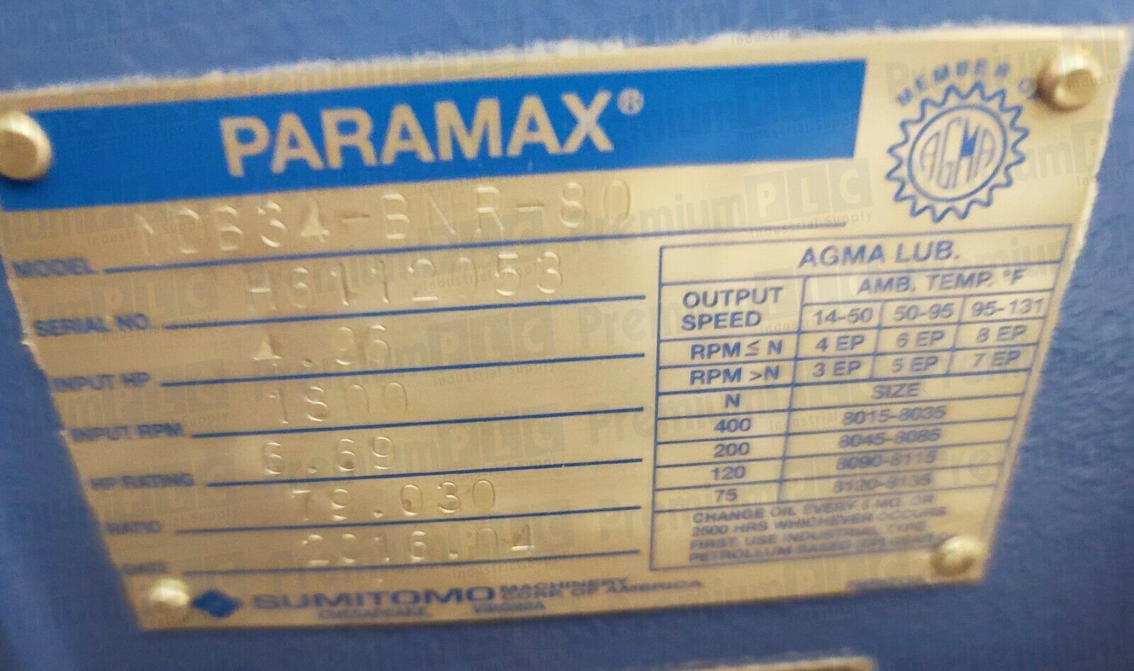 NEW SUMITOMO MDB34-BNR-80 PA213582 PARAMAX M SERIES GEAR REDUCER ...