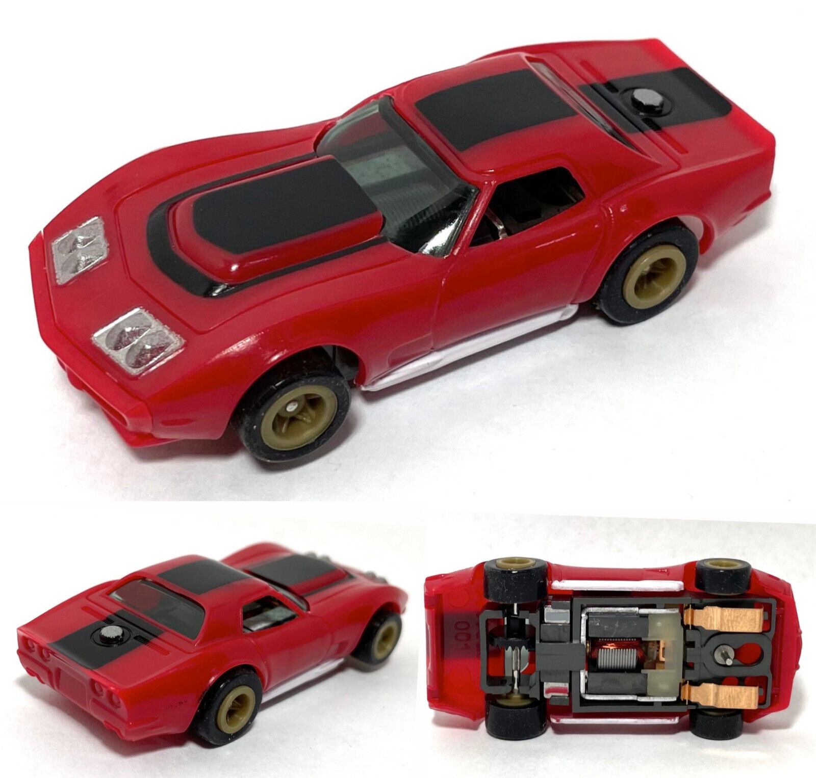 1pc BTO AFX style Bulldog Chassis Powered Red Black A/P Corvette HO ...