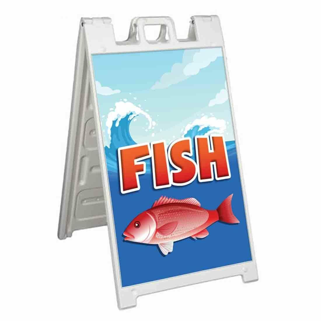 FISH Signicade 24x36 Aframe Sidewalk Decal Sign Banner FOOD SEAFOOD ...