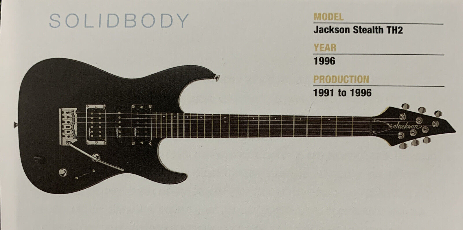 1996 Jackson Stealth TH2 Solid Body Guitar Fridge Magnet 5.25"x2.75 ...
