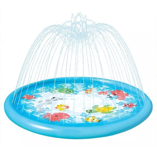 WOW Inflatable 10ft Diameter Splash Pad/Wading Pool with 360 Sprinkler ...
