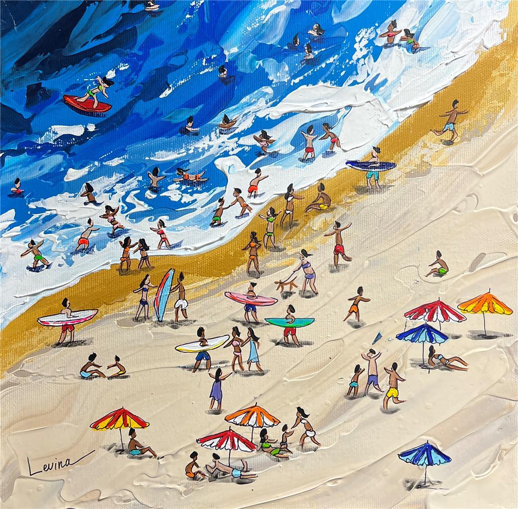 Lisa Levina UntitledL8 Hand Signed Original Acrylic on Canvas Beach Art ...