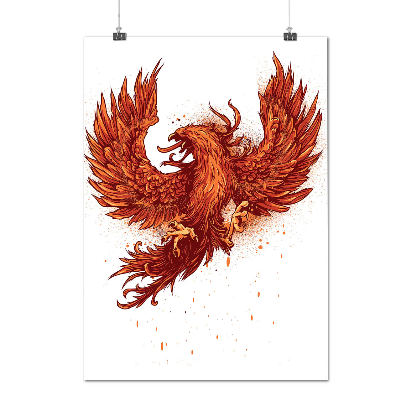 Mythical Fire Bird Crazy Eagle Matte/Glossy Poster A0 A1 A2 A3 A4 ...