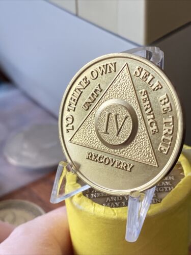 4 Year AA Medallion 24k Gold Plated Sobriety Chip - Tokens: Recovery ...