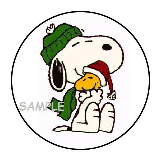 30 SNOOPY AND WOODSTOCK CHRISTMAS ENVELOPE SEALS LABELS STICKERS 1.5 ...