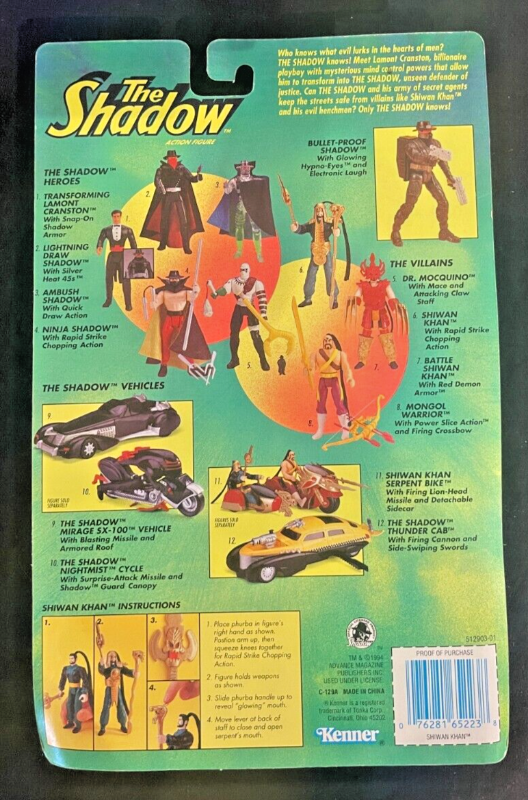 THE SHADOW Shiwan Khan Lightning Chopping Action Figure 1994 Kenner ...