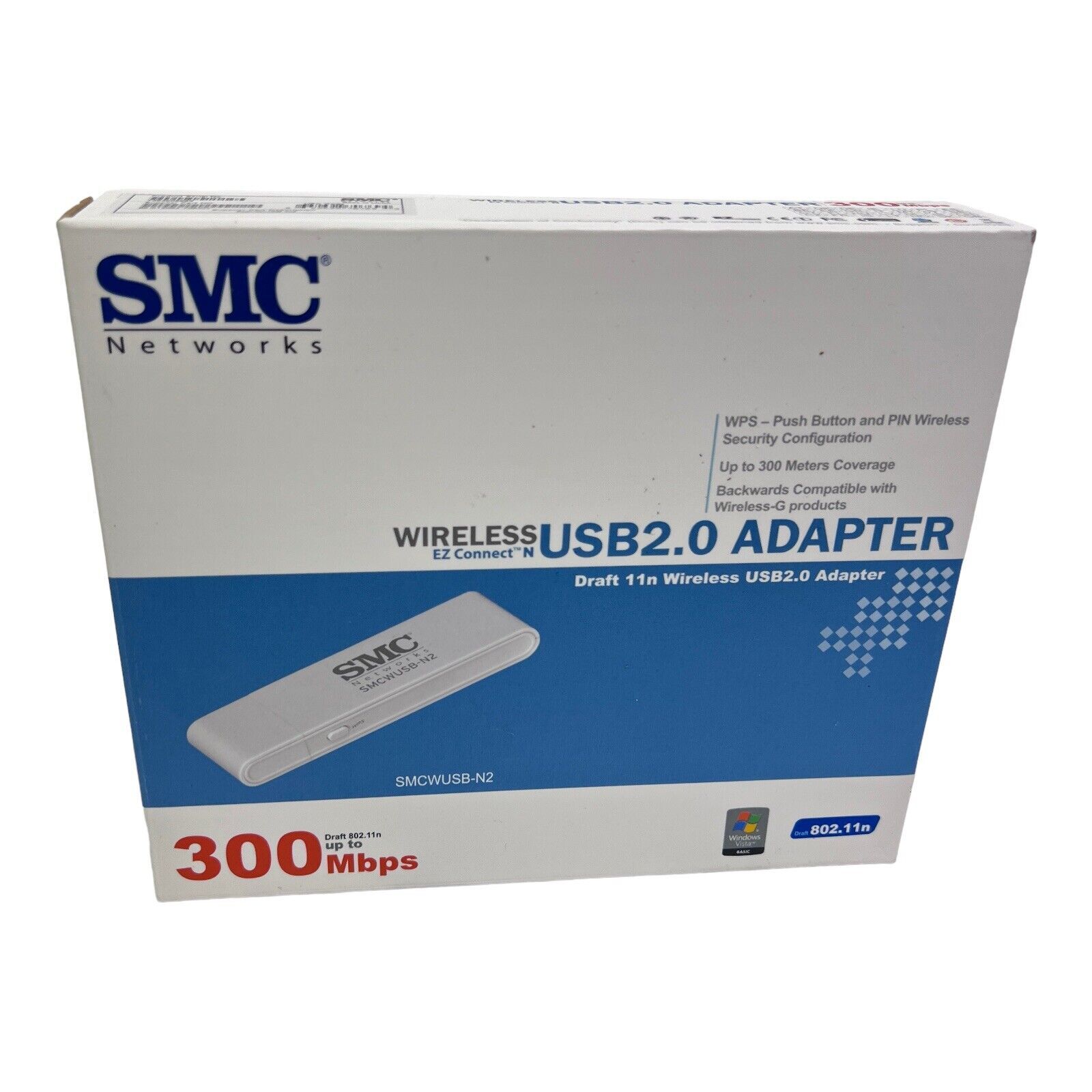 NEW SMC SMCWUSB-N2 Wireless USB Adapter -802.11n -300 Mbps -WPS - USB ...