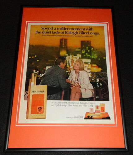 1972 Raleigh Filter Longs Cigarettes Framed 12x18 ORIGINAL ...