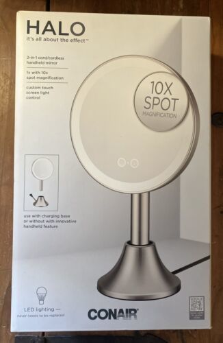 Conair HALO LED Lighted Tabletop Mirror 1x/10x Magnification Nickel ...