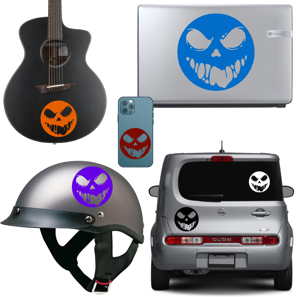 Evil Face Vinyl Decal Sticker Angry Emoji Car Window Cup Helmet Bike ...
