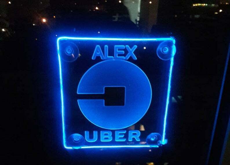 US LED Logo Blue Light Car Sticker Light Sign Personal Name Bright Glow ...