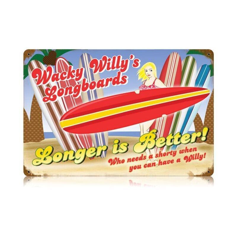 Wacky Willy's Longboards Metal Advertising Sign - Merchandise & Memorabilia