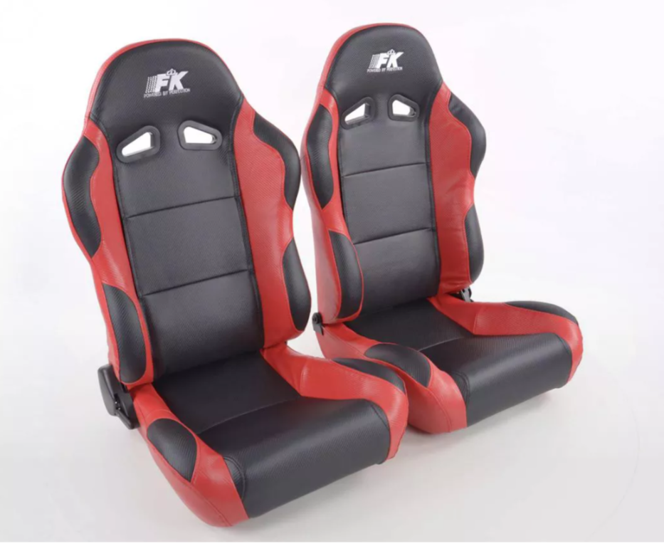 FK Universal Reclining Bucket Sports Seats - Red Carbon & Black Edition ...