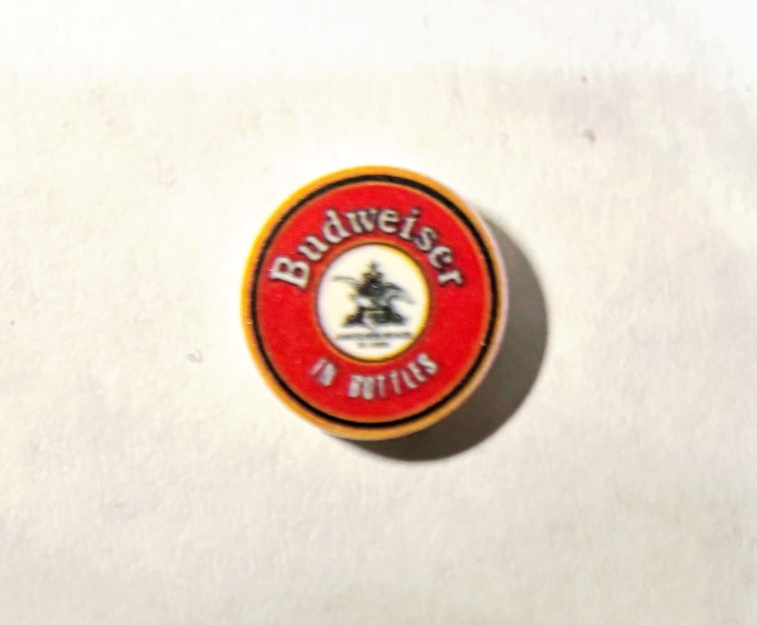 Building Budweiser Beer Advertisement Sign Round 2X2 Piece Minifigure ...