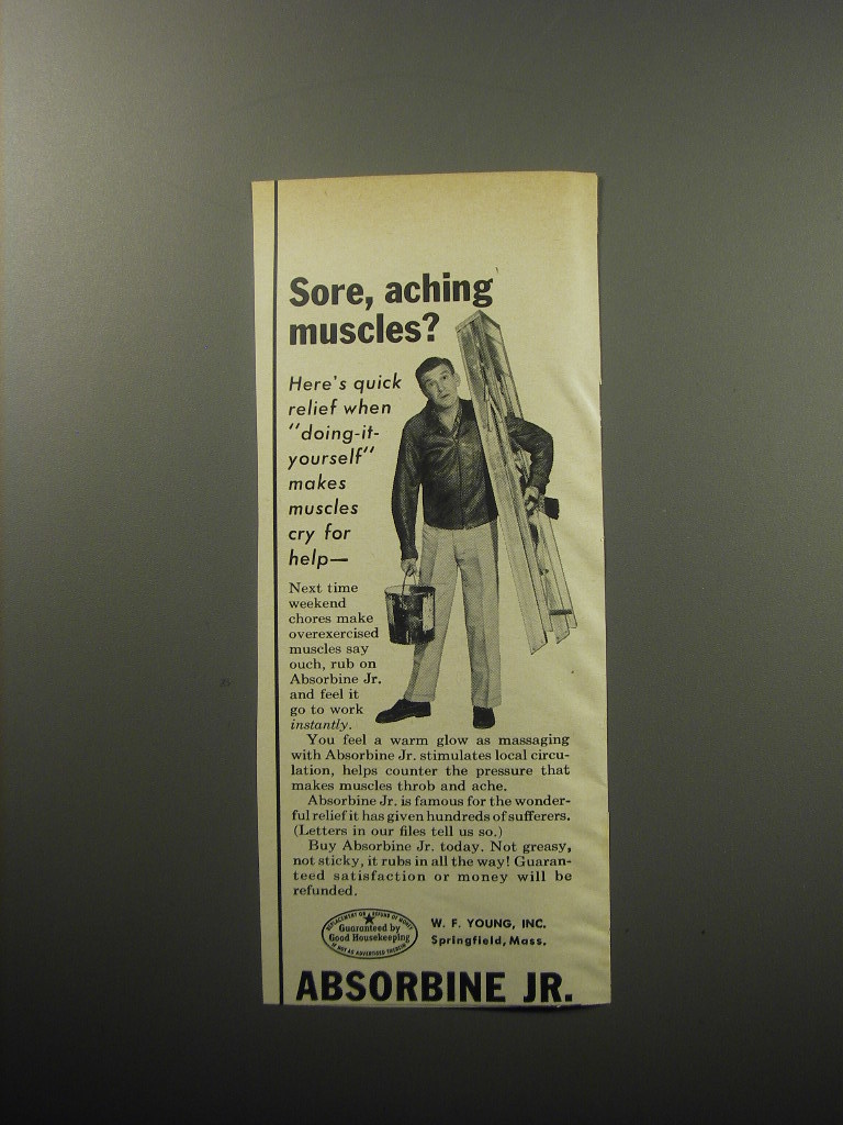 1957 Absorbine Jr. Ointment Ad - Sore, aching muscles? - 1980-89