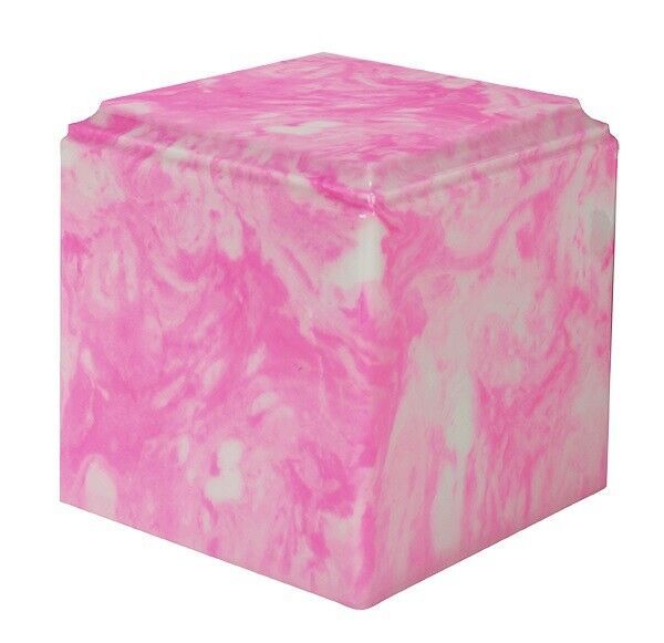 Large/Adult 280 Cubic Inch Pink Cultured Marble Cube Cremation Urn for ...