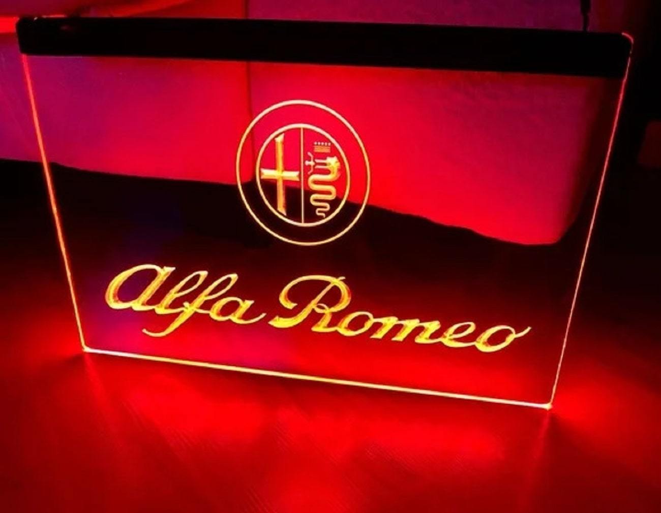 Alfa Romeo Illuminated Led Neon Sign Home Decor, Garage, Lights Décor ...