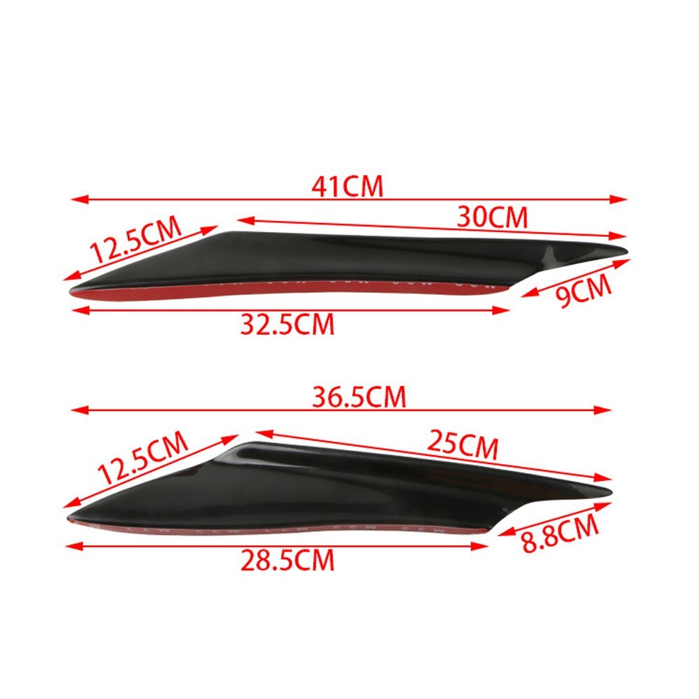 Black Front Bumper Side Canards Chin Splitter Lip Diffuser Universal ...