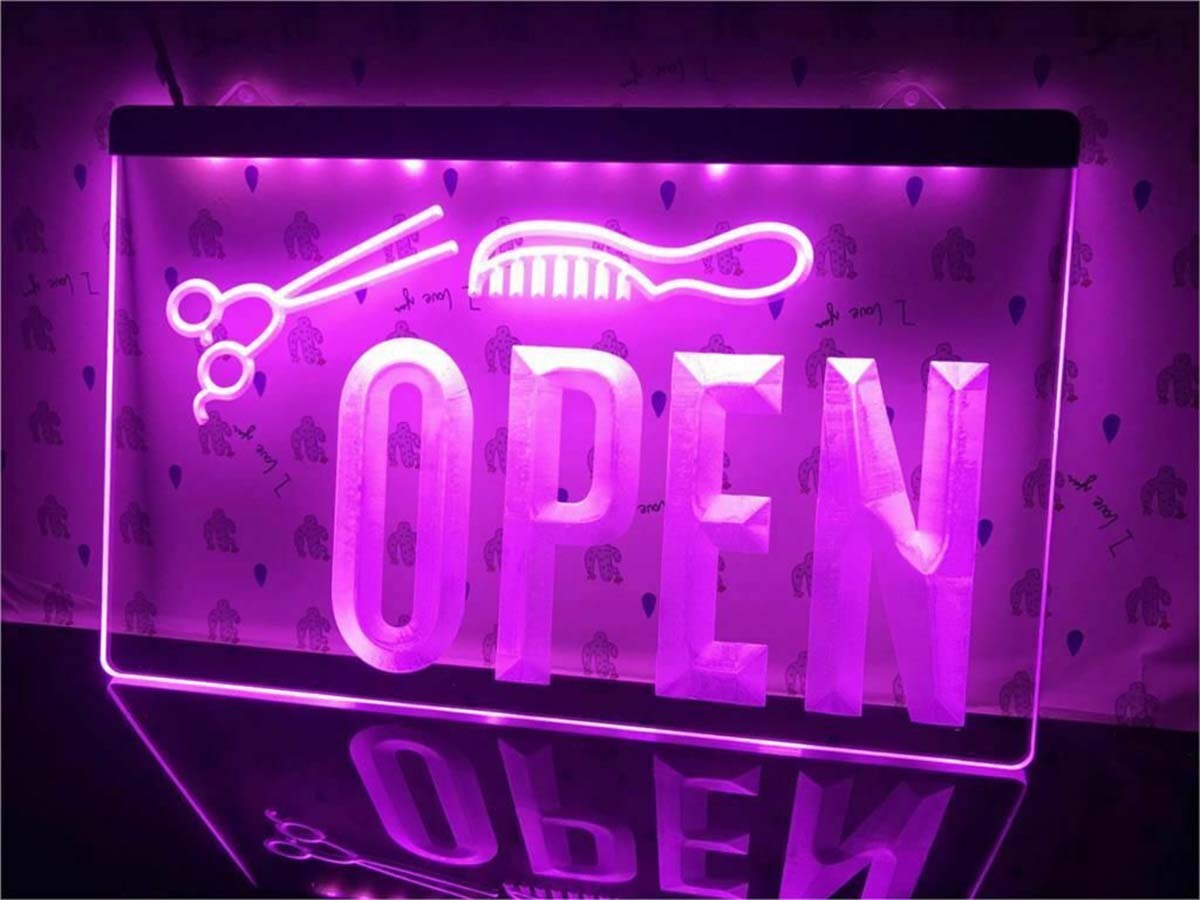 Open Hair Cut Scissor Shop Led Neon Sign Hang Signs Wall Beauty Salon ...