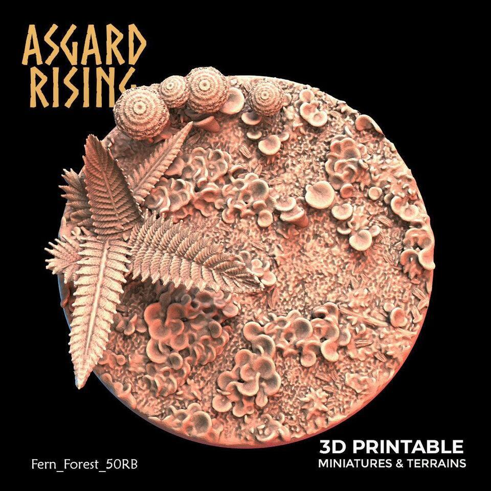 3D Printed Asgard Rising Fern Forest - 50mm Round Base Wargaming DnD - 28mm