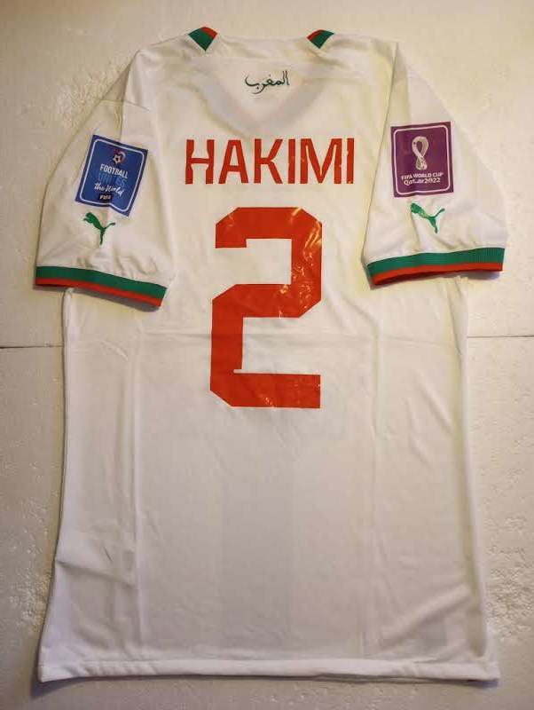 Achraf Hakimi Morocco 2022 World Cup Qatar Match Slim White Away Soccer ...