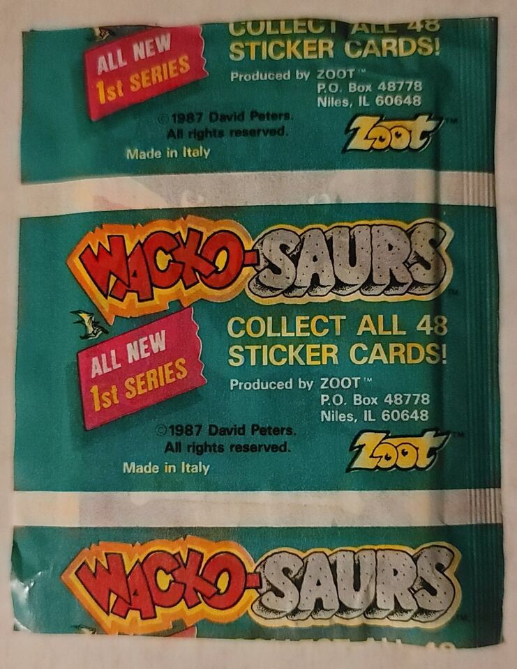 1987 David Peters Wacko-Saurs 1st Series Zoot 5 Sticker Card Pack ...