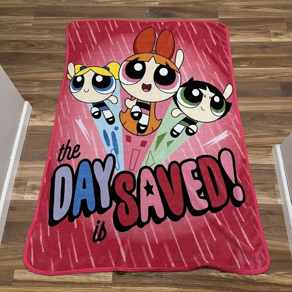 Powerpuff Girls Day Saved Fleece Pink Blanket Cartoon Network Bubbles ...