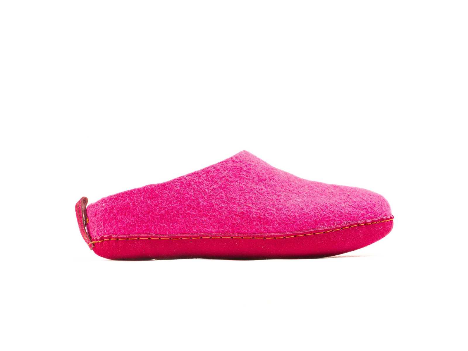 Fuchsia Indoor Handmade Open Heel Slippers with Leather Sole - Special ...